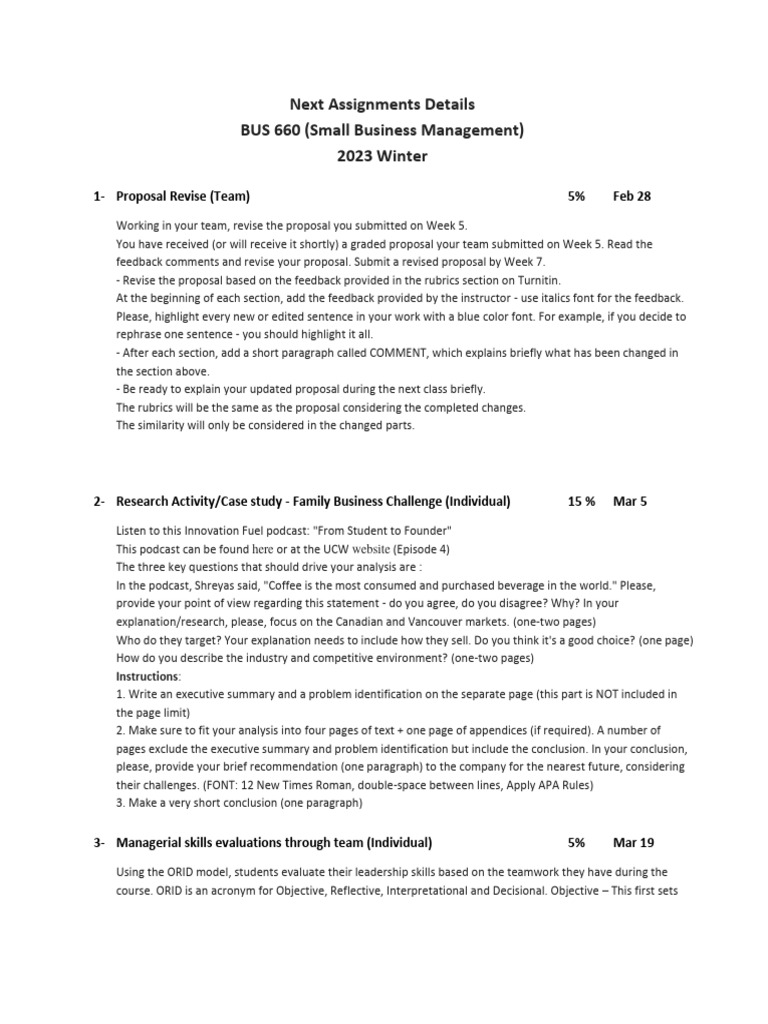 BUS 660 - Pending Assignments For Winter Term | PDF | Human ...