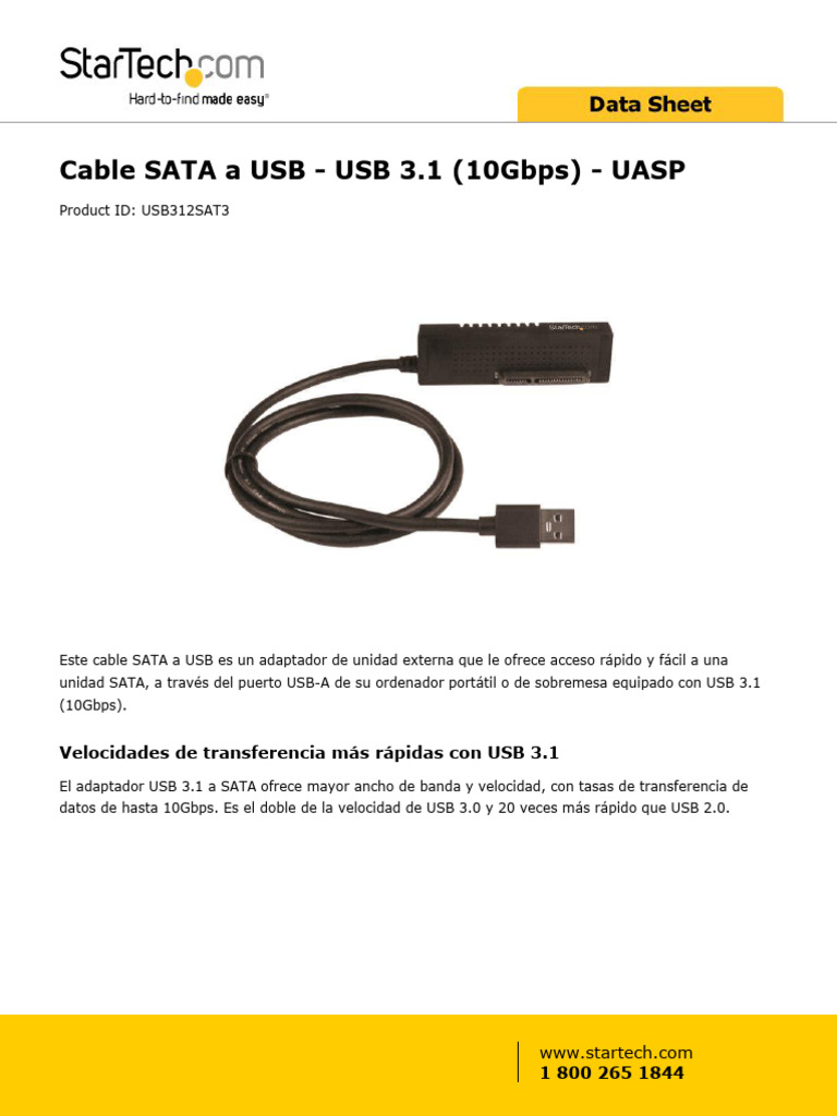 Cable SATA A USB - USB 3.1 (10Gbps) - UASP: Velocidades de Transferencia Más Rápidas Con USB 3.1 ...