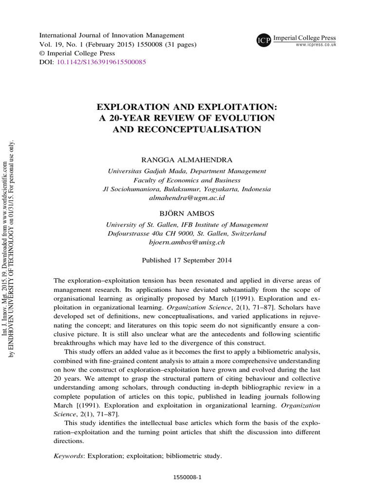 Almahendra 2015 Exploration Exploitation 20 Year | PDF | Academic ...