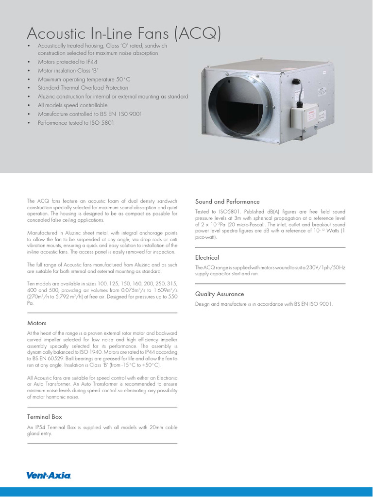 In-Line Fans Acoustic In-Line Fans Acq | PDF