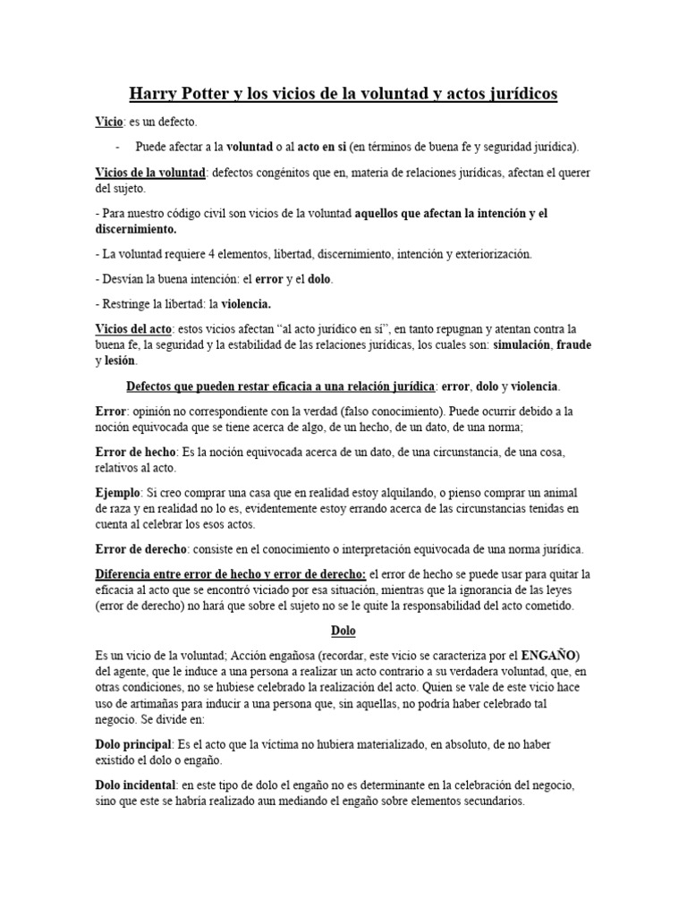 Los Vicios de La Voluntad | PDF | Intención (Derecho Penal)