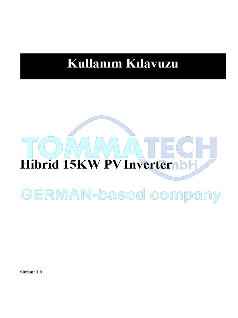 Hibrid 15KW PV Inverter TR - Kullanım Klavuzu | PDF