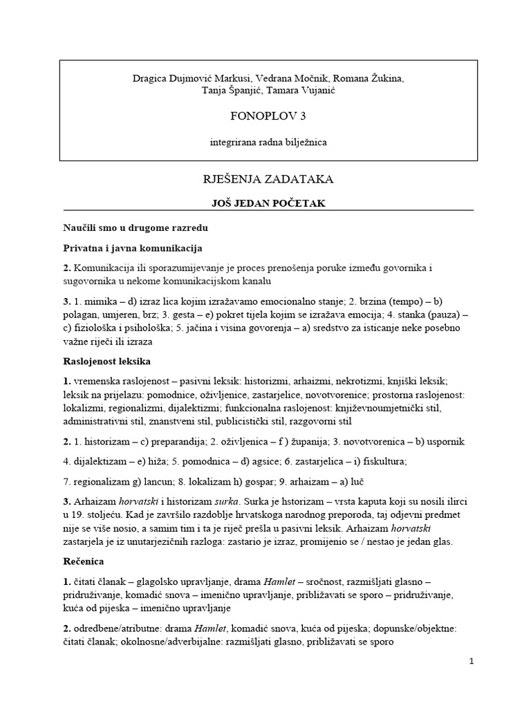 Fonoplov 3. Gimnazija I Ss 140. Rjesenja | PDF