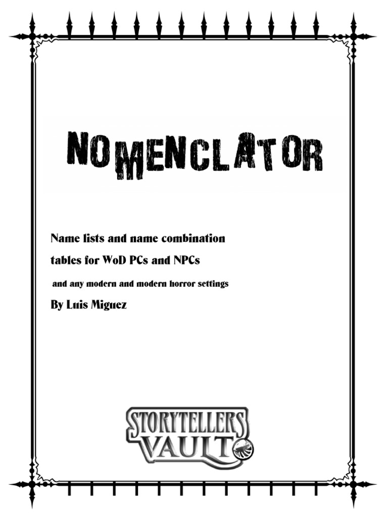 1619240-LM - VTM Sourcebook - Nomenclator - English - V1 | PDF | Surname | Democratic Republic ...