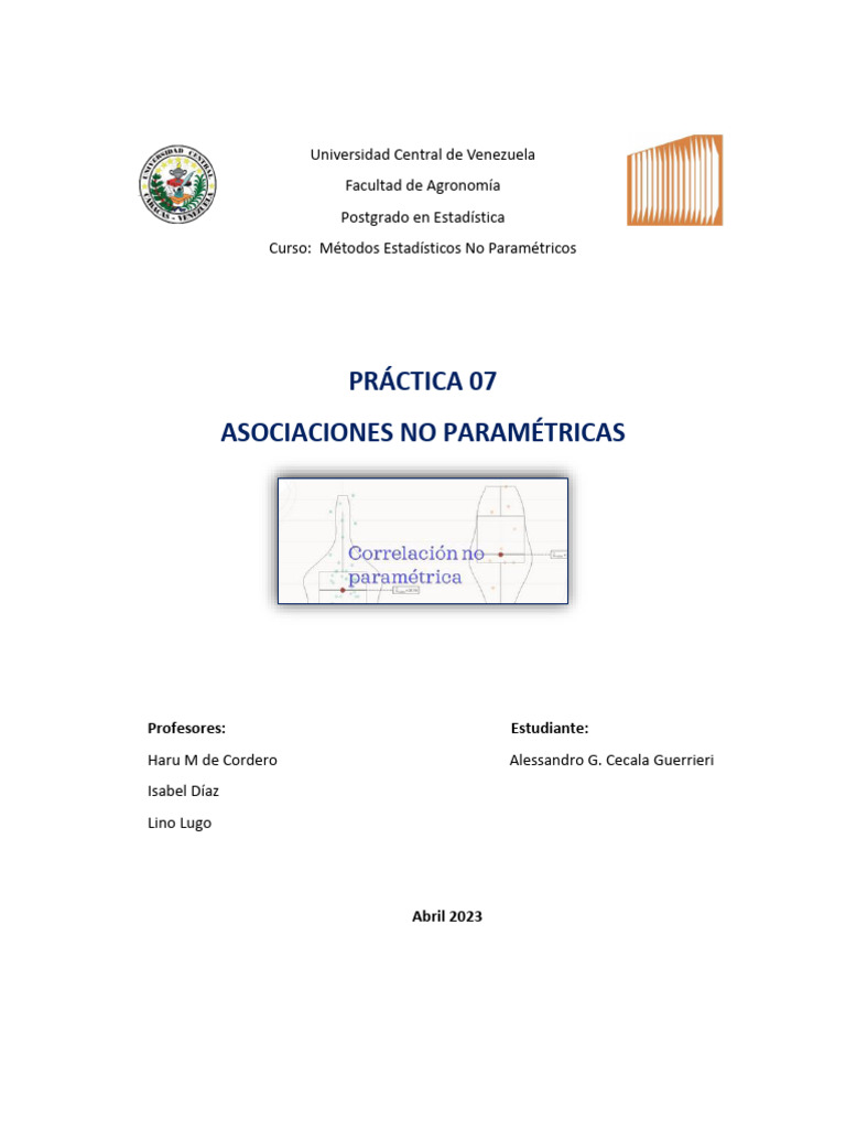 Práctica 07 Asociaciones No Paramétricas - Alessandro Cecala | PDF ...