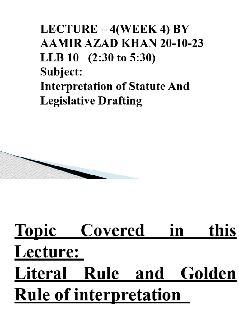 Lecture 4 Week 4 Leteral - Golden Rule | PDF