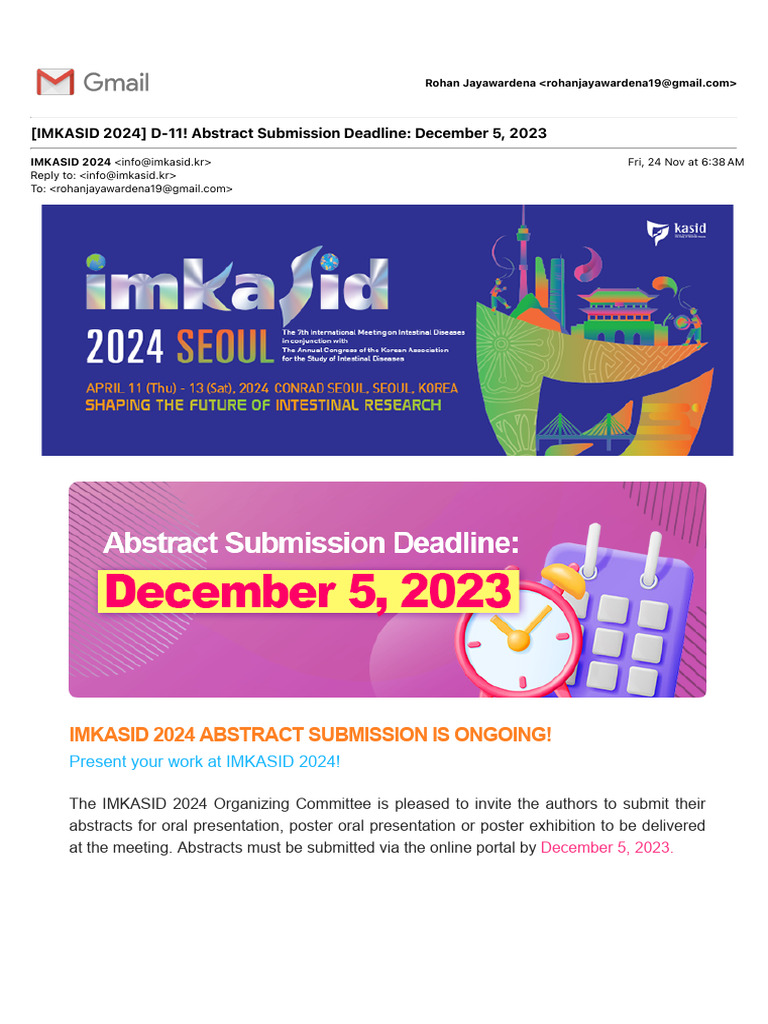(IMKASID 2024) D-11! Abstract Submission Deadline - December 5, 2023 | PDF