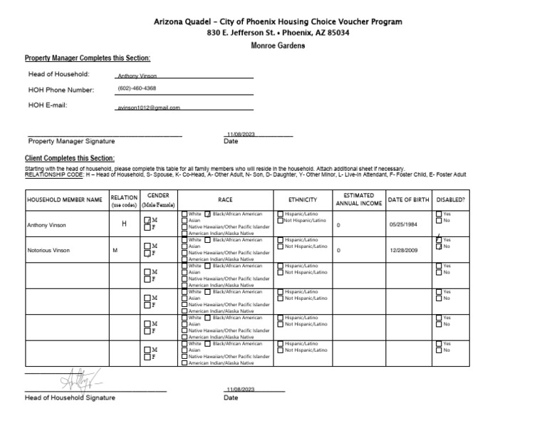 Move in Form For Quadel | PDF