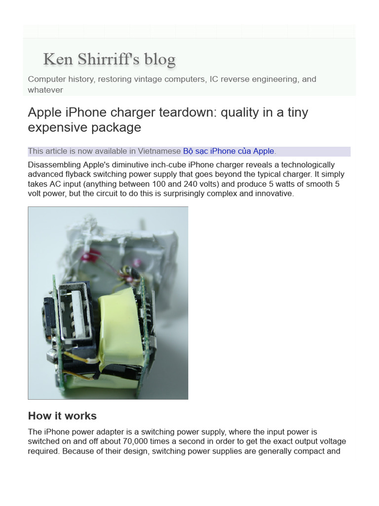Apple Power Adapter Teardown | PDF | Power Supply | Rectifier