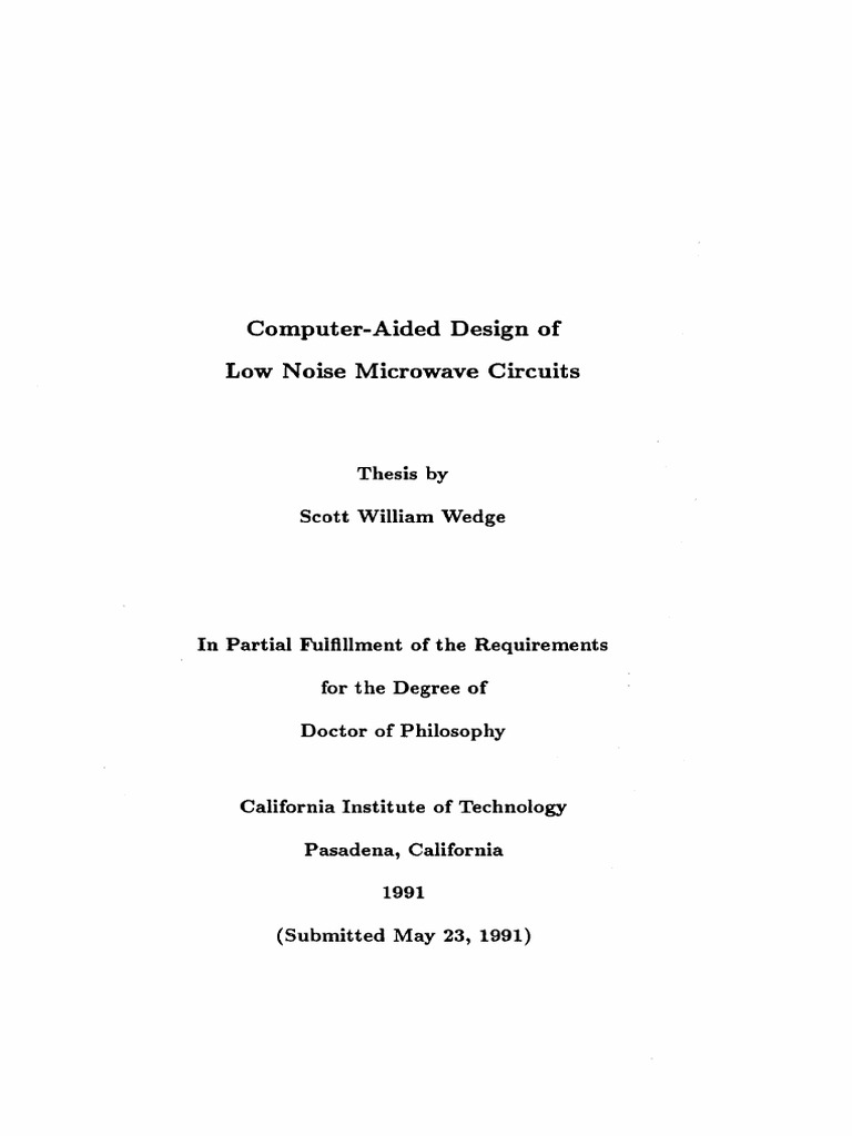 1991 Computer Aided Design Of Low Noise Microwave Circuits Pdf