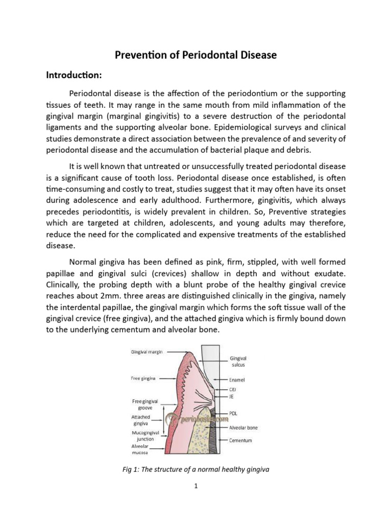 Prevention of Periodontal Disease Handout | PDF | Periodontology | Oral Hygiene