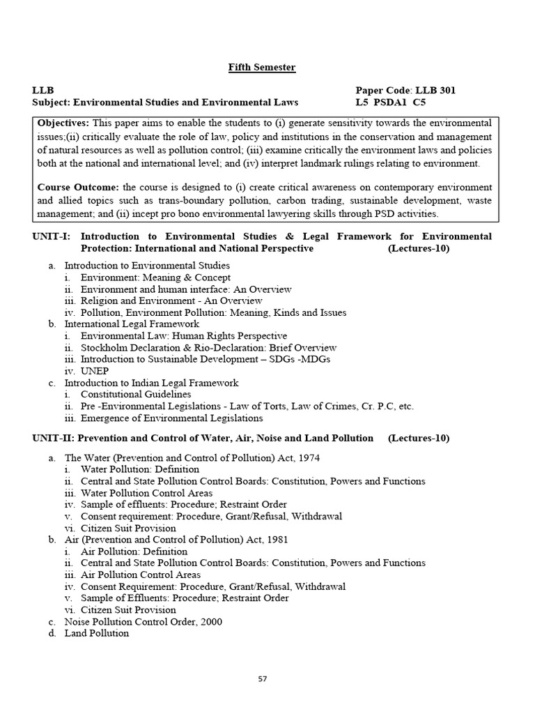 Fifth Semester BA - LLB - Syllabus | PDF | Law