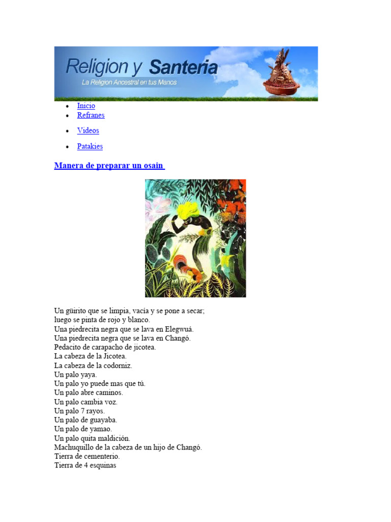 Preparación y Significado de Osaín | PDF | Santeria