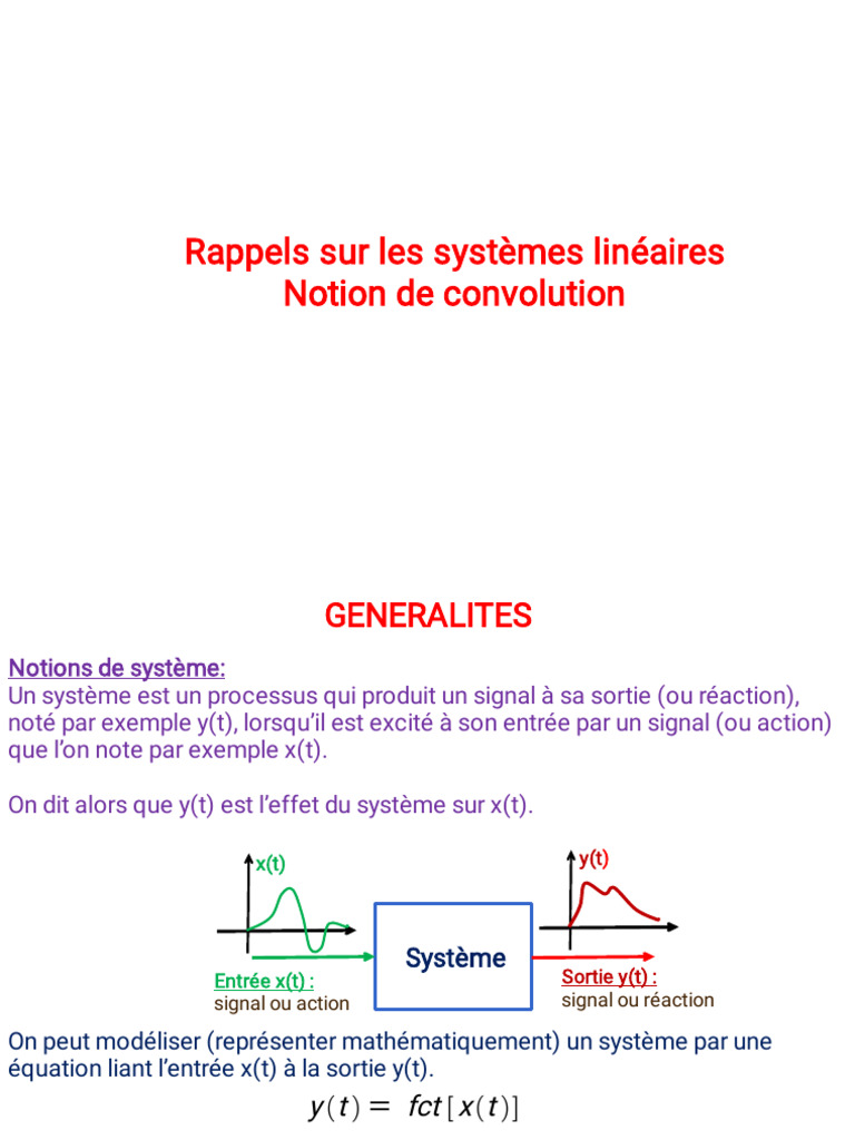Systèmes Linéaires et Convolution | PDF | Transformation de Laplace ...