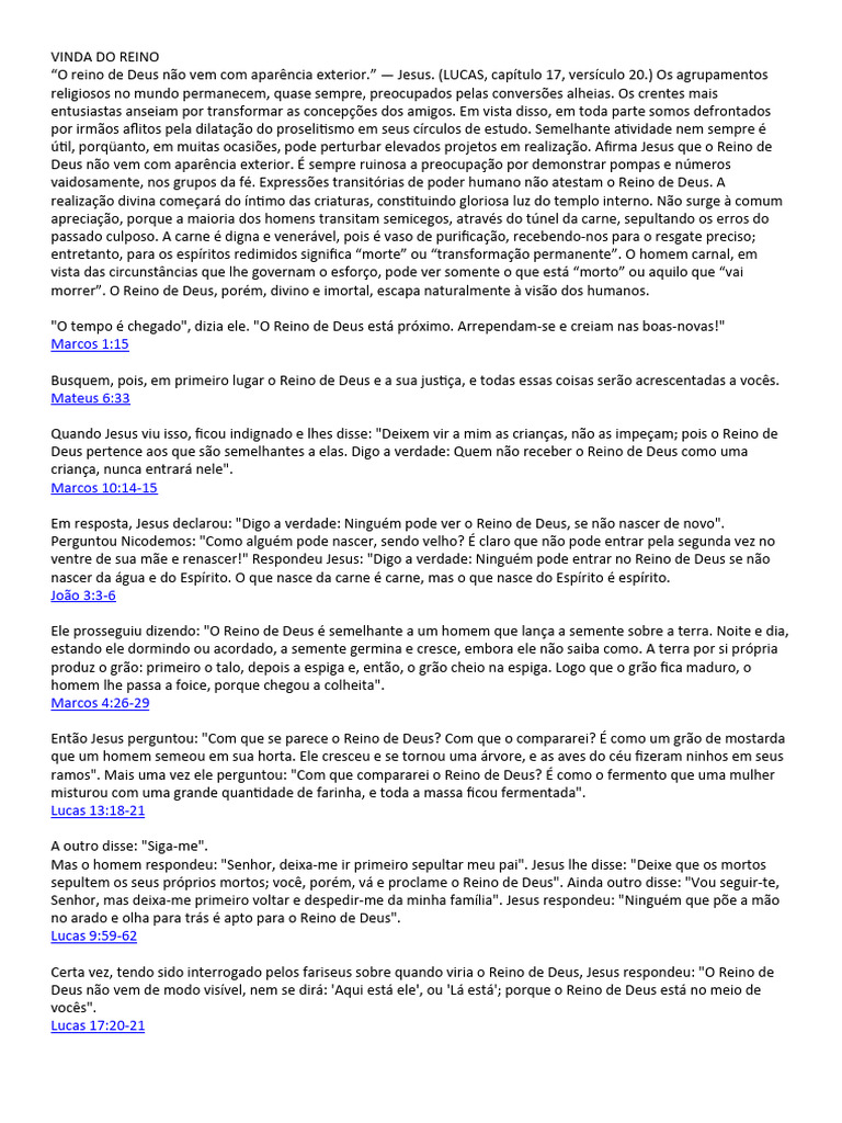 Vinda Do Reino | PDF | O Reino de Deus | Jesus
