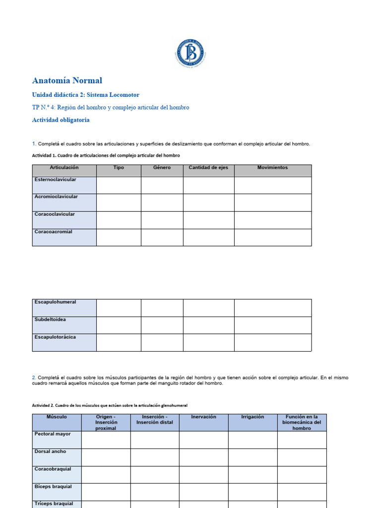 TP4 - Hombro y Sus Articulaciones - Ud2 | PDF