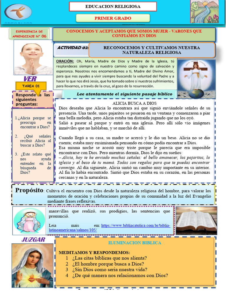 1º GRADO ACTIVIDAD 02 El Hombre Un Ser Religioso | PDF | Dios | Amor