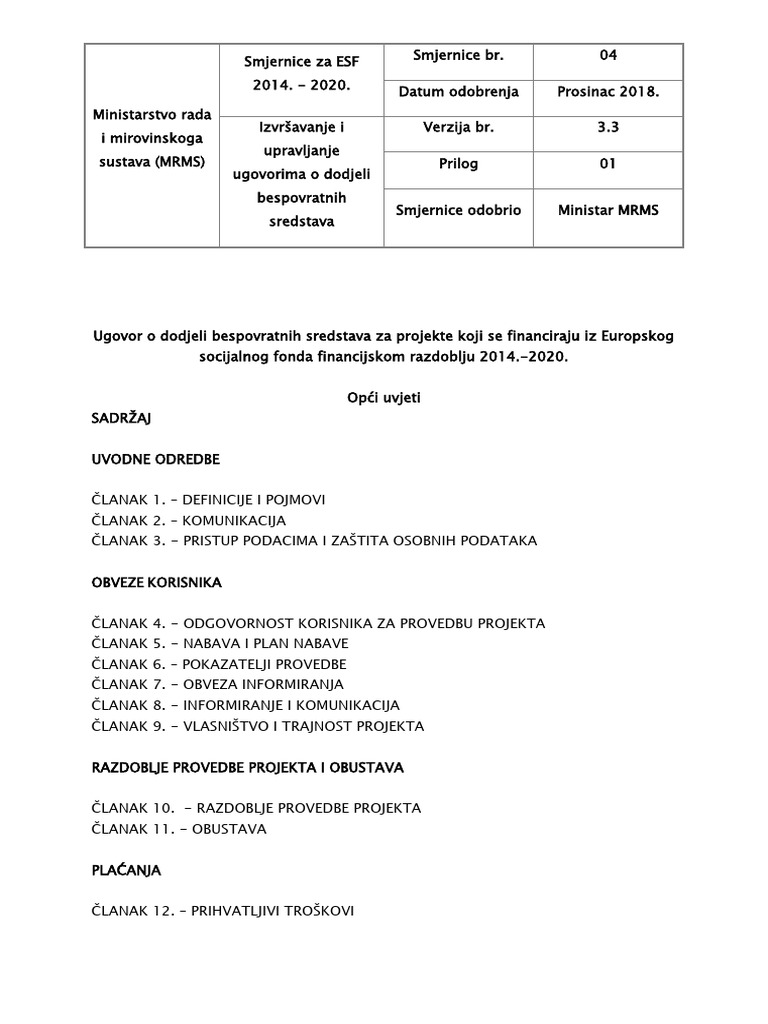 Prilog 1 - Opci Uvjeti Ugovora | PDF