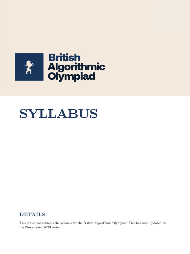 British Algorithmic Olympiad Syllabus | PDF