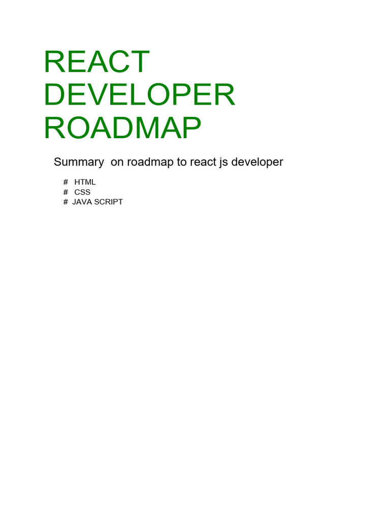 React Roadmap | PDF | Java Script | Computer Engineering