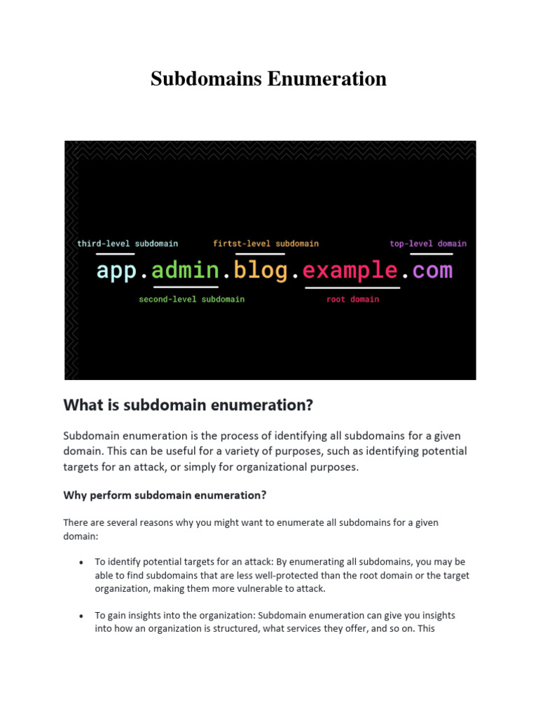 Subdomains Enumeration PDF | PDF