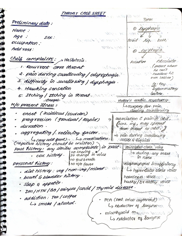 Throat Case Sheet | PDF