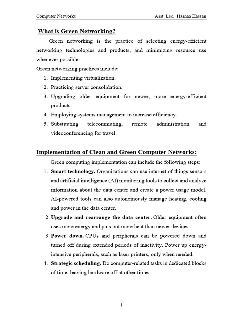 What Is Green Networking? | PDF | Technology & Engineering