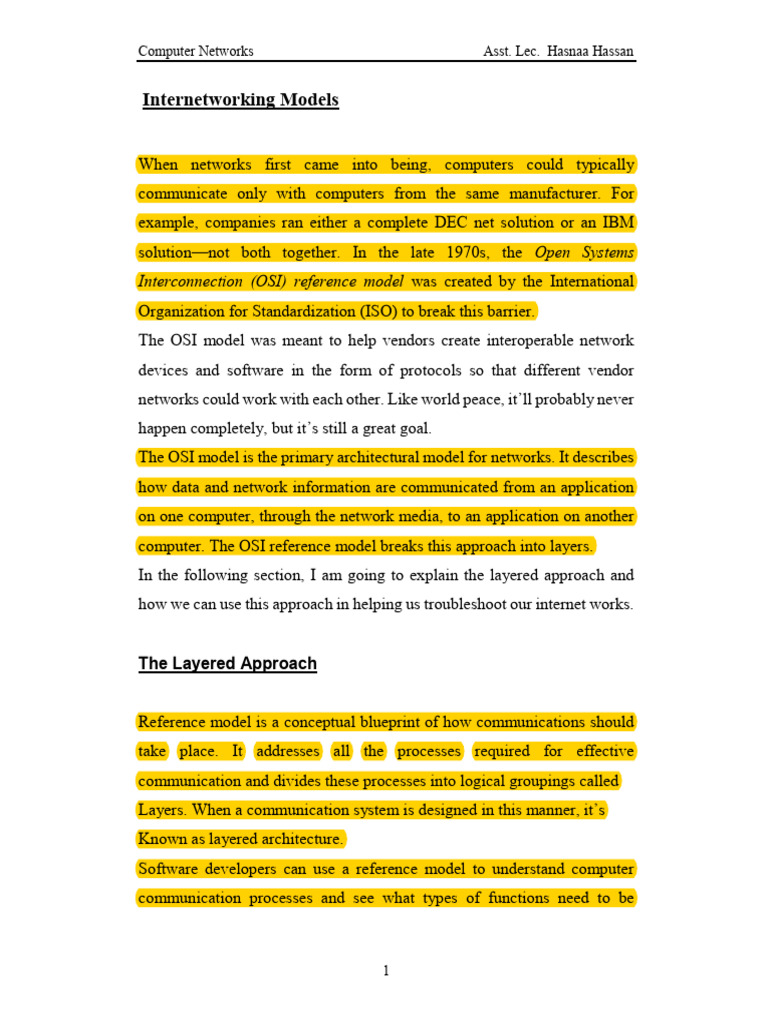 Internetworking Models | PDF | Osi Model | Computer Network