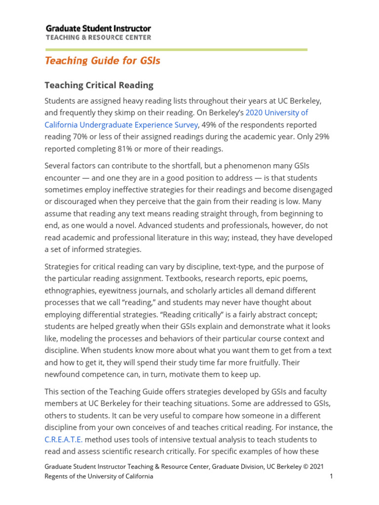 Teaching Critical Reading | PDF