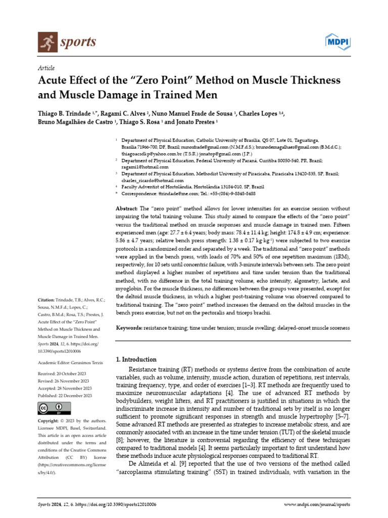 Acute Effect of The "Zero Point" Method On Muscle Thickness and Muscle ...