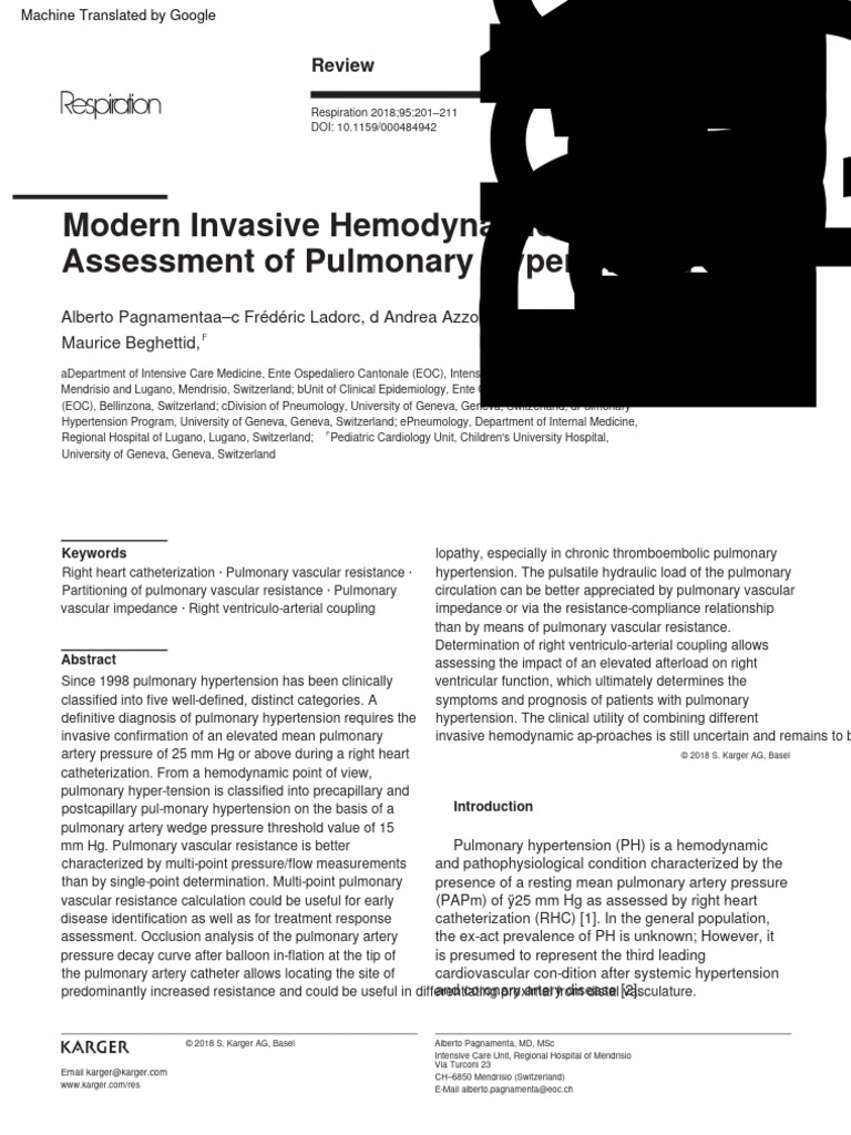 Modern Invasive Hemodynamic Assessment of Pulmonary Hypertension | PDF