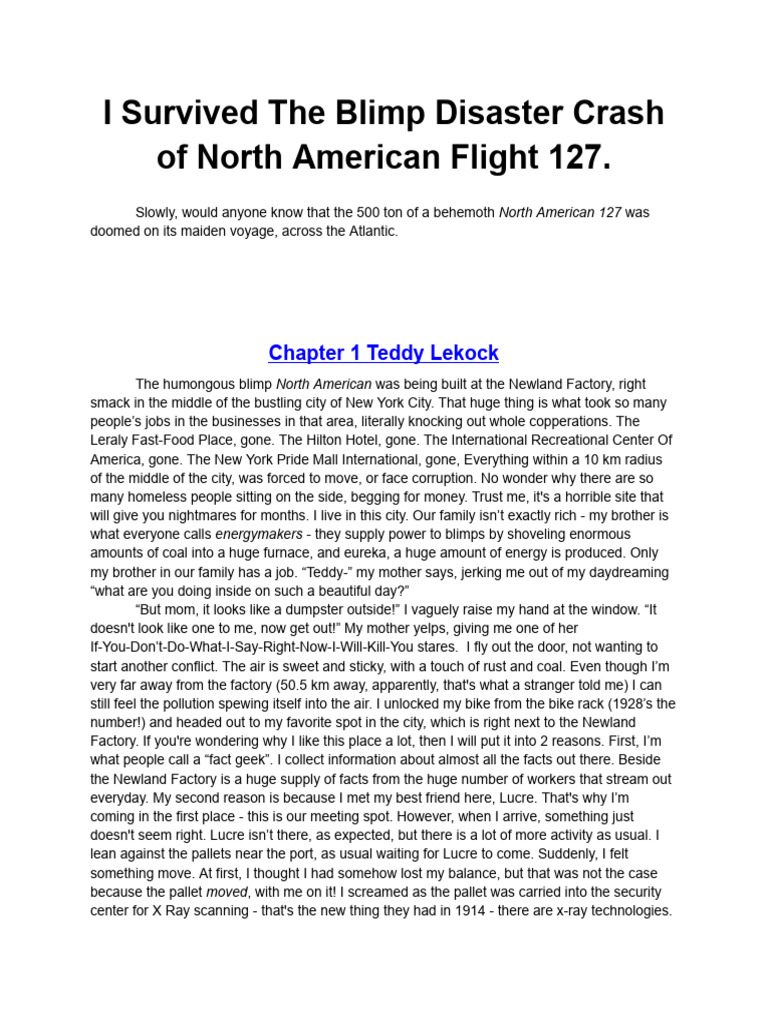I Survived The Blimp Disaster Crash of North America Flight 127 | PDF