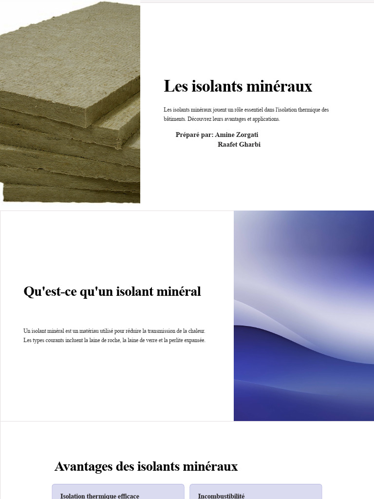 Avantages des isolants minéraux | PDF | Isolation thermique | Écomobilité