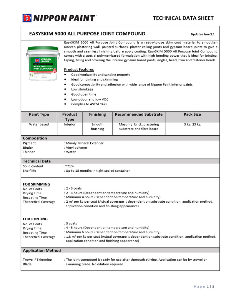 Easyskim 5000 All Purpose Joint Compound | PDF