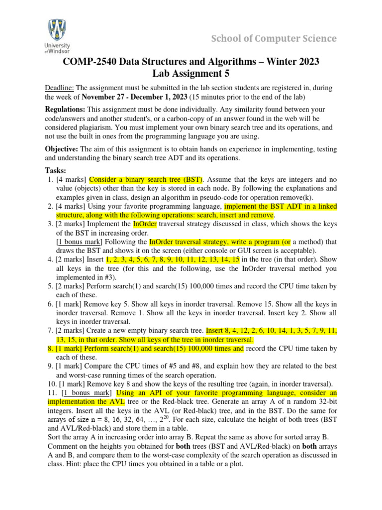 Lab Assig 5 | PDF | Computer Programming | Algorithms And Data Structures