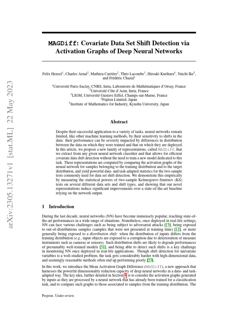 Magdiff:: Covariate Data Set Shift Detection Via Activation Graphs of Deep Neural Networks | PDF