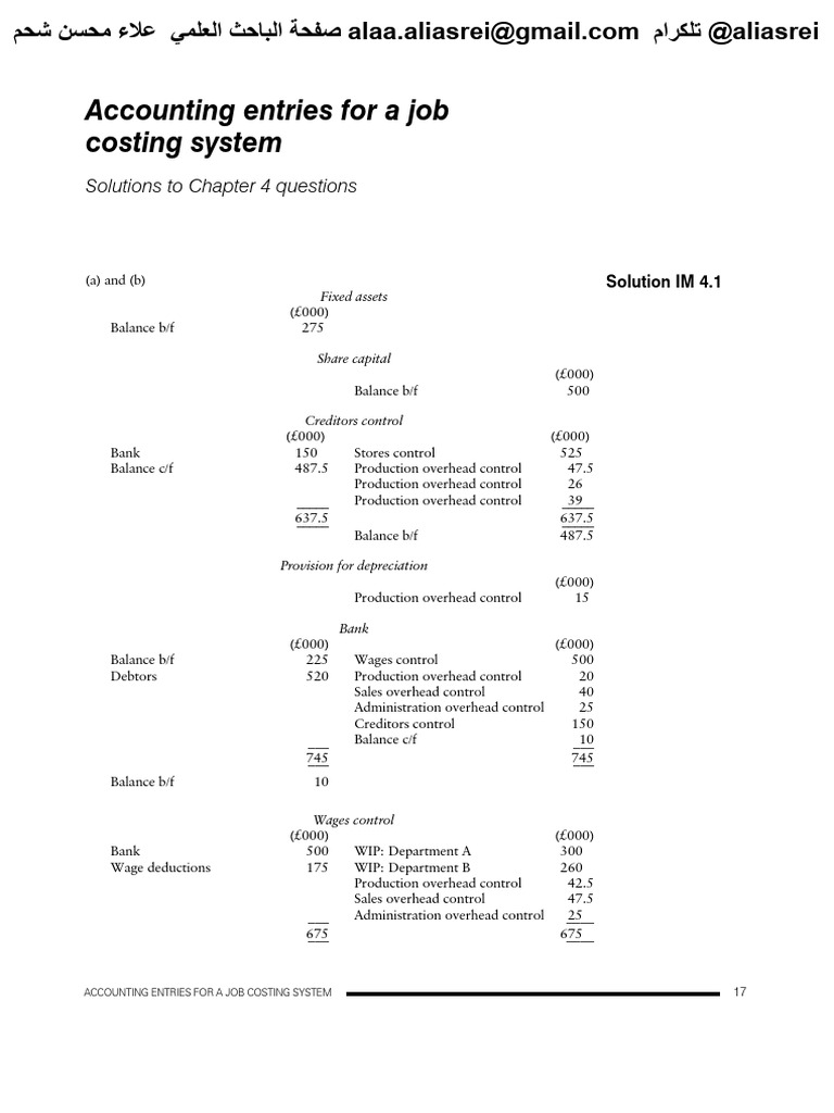 Accounting Entries For A Job Costing System: Solutions To Chapter 4 Questions | PDF | Overtime ...