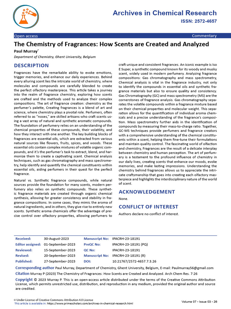 The Chemistry of Fragrances How Scents Are Created and Analyzed | PDF ...