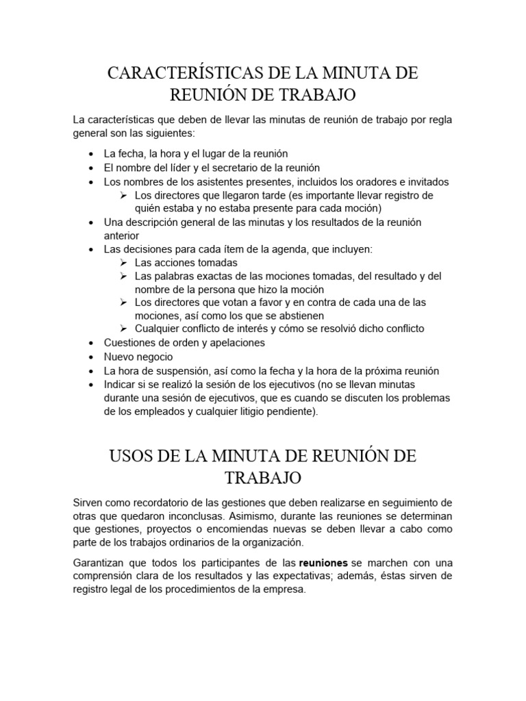 Guía de Minutas de Reunión de Trabajo | PDF | Negocios