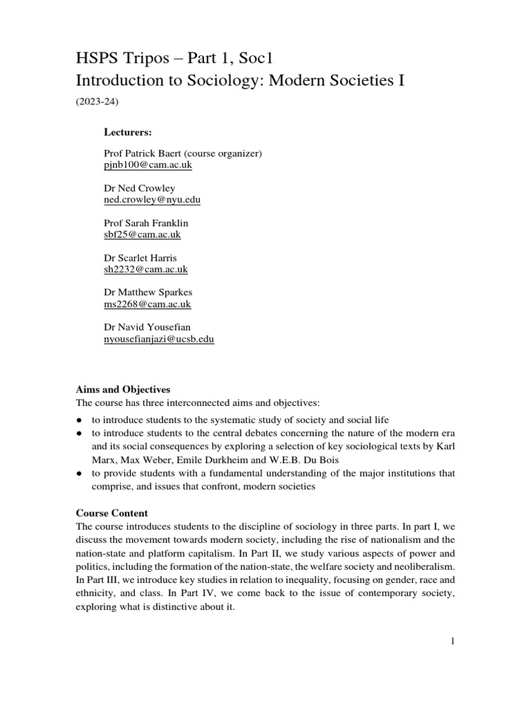 Soc1 Paper Guide 2023-24 - v2 Updated 22-08-23 | PDF | Intersectionality | Sociology