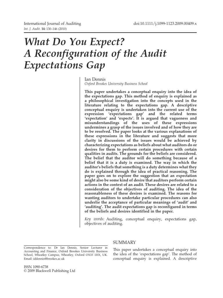 Int J Auditing - 2010 - Dennis - What Do You Expect A Reconfiguration ...