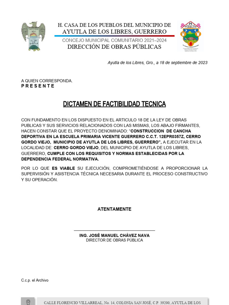 I.7 DICTAMEN DE FACTIBILIDAD TECNICA | PDF