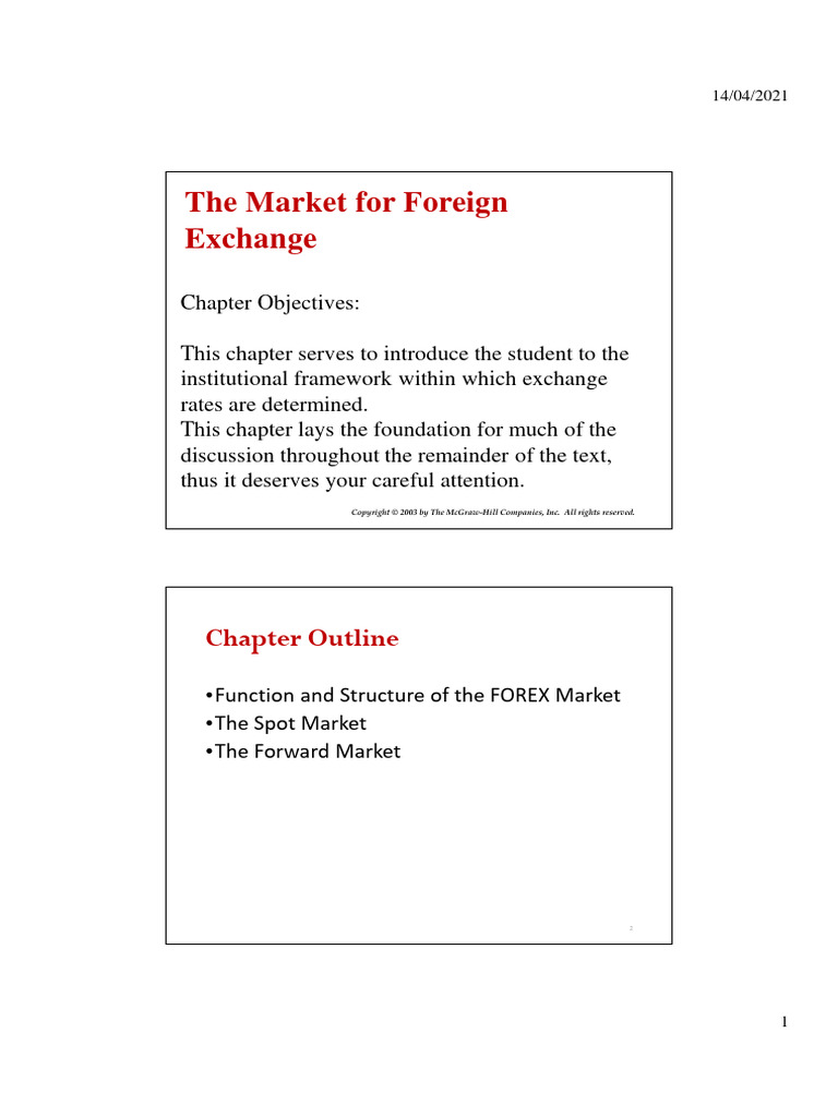 The Market For Foreign Exchange | PDF