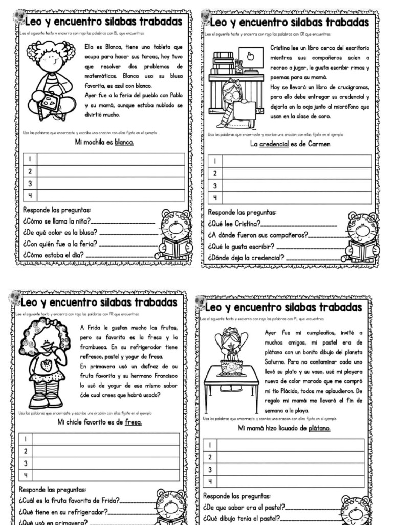 Lecturas Sílabas Trabadas | PDF