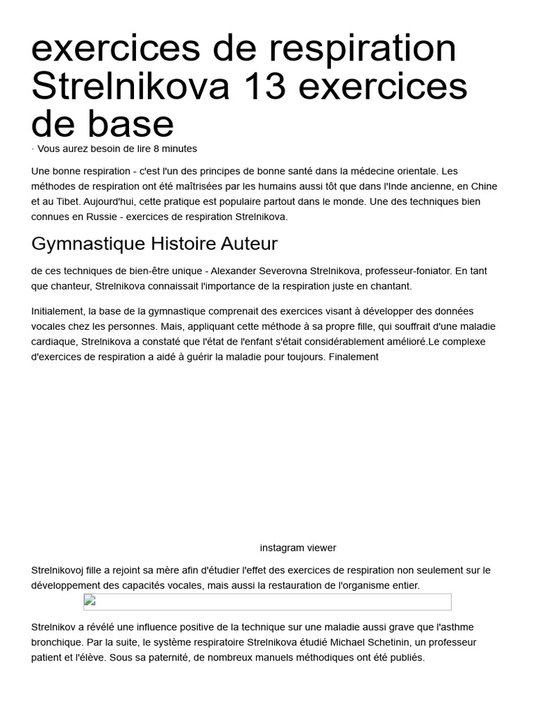 Exercices de respiration Strelnikova | PDF