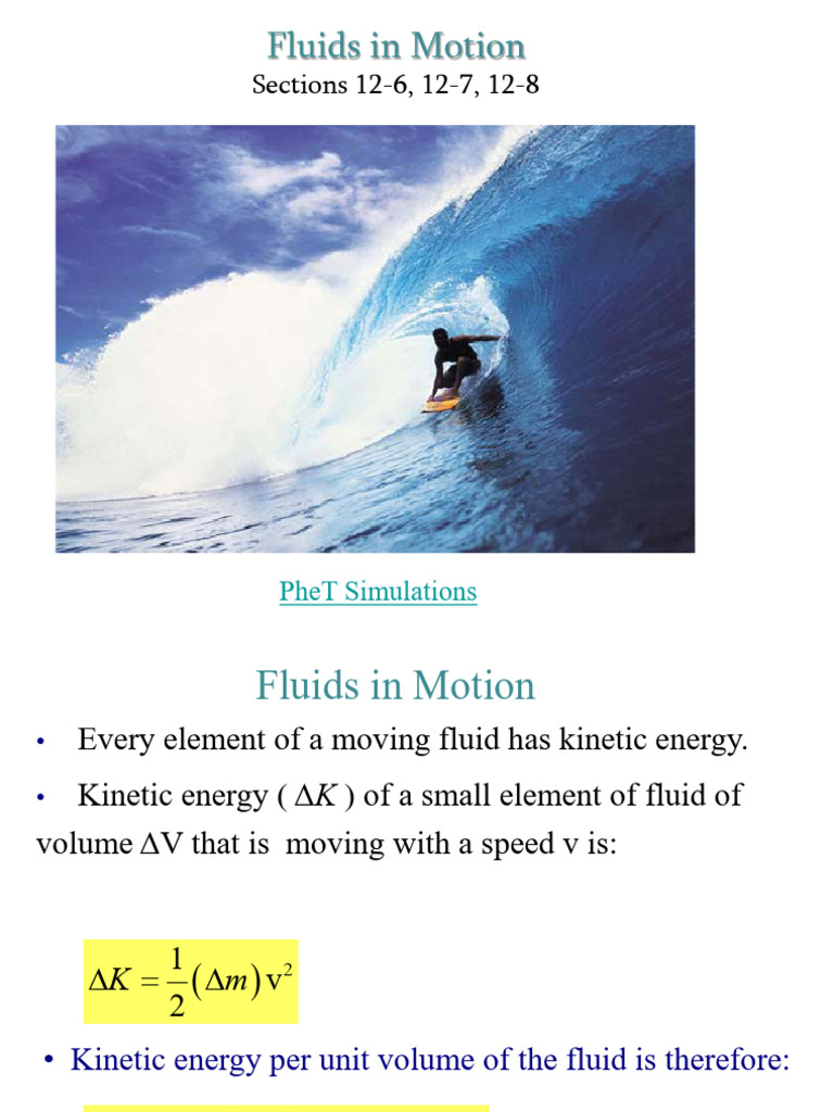 Fluid Dynamics: Kinetic Energy, Flow Rate, and Bernoulli's Equation ...