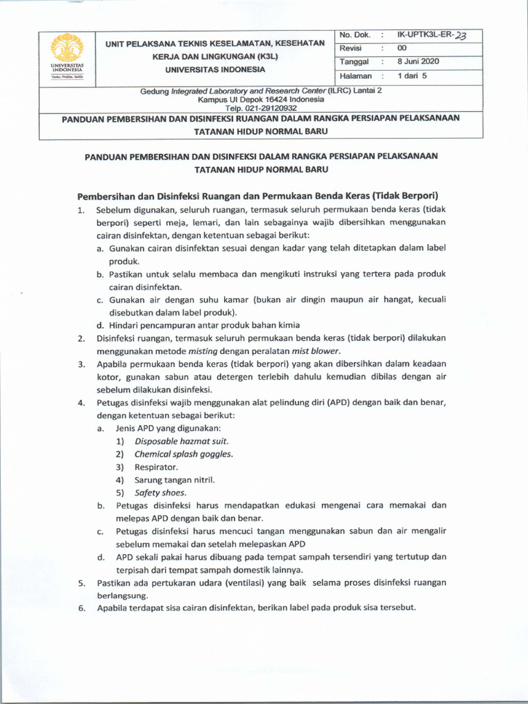 Panduan Disinfeksi Ruangan dan Permukaan | PDF | Sains & Matematika ...