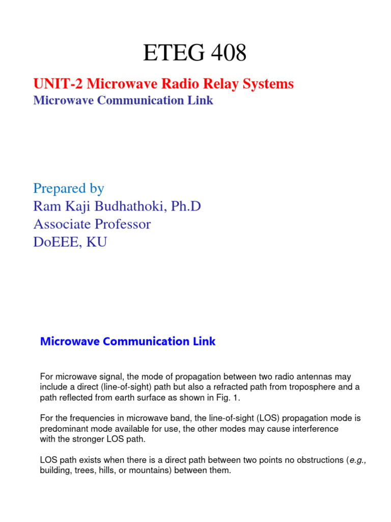Microwave Radio Relay Systems Overview | PDF | Attenuation | Radio ...
