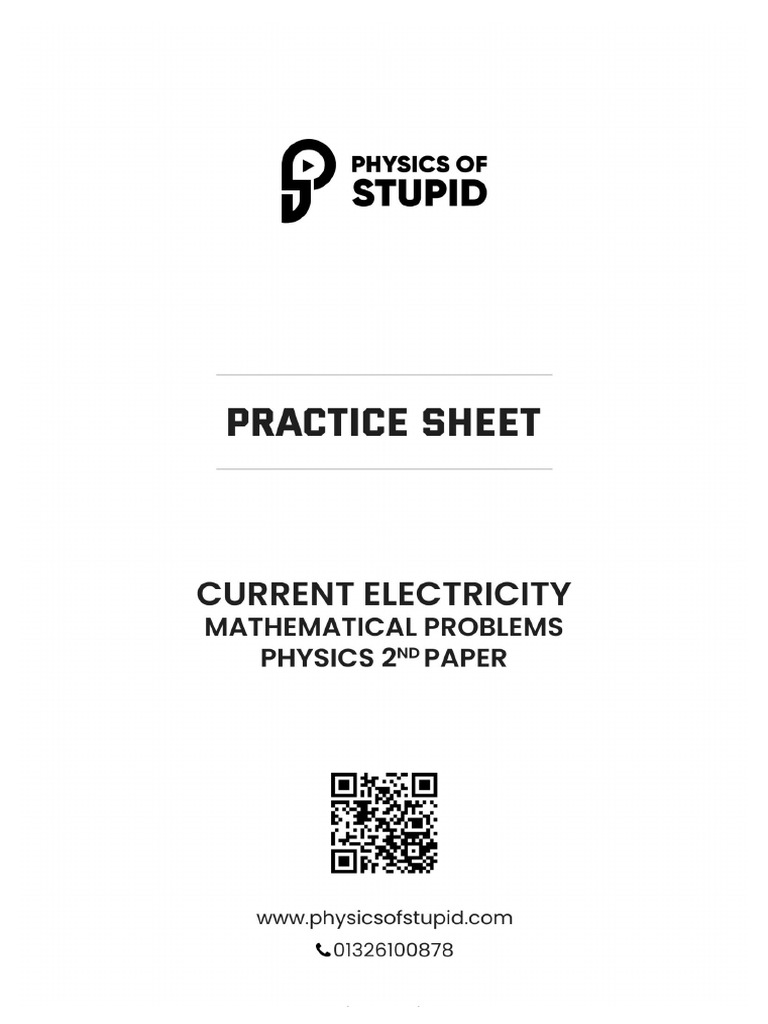 Current Electricity Practice Sheet A4 | PDF