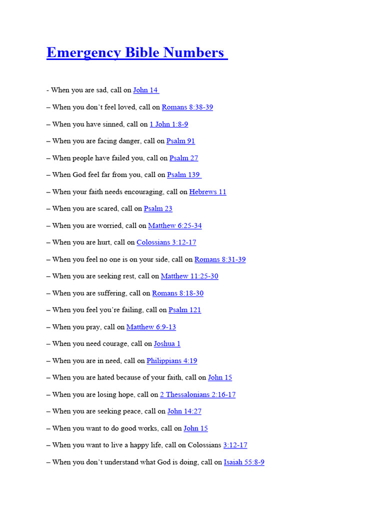 Emergency Bible Numbers | PDF